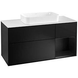 Villeroy & Boch Villeroy und Boch Finion Waschtischunterschrank G301PDPD 120cm, Abdeckplatte white matt, Emotion, Regal rechts Black matt lacquer, Black matt lacquer