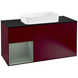 Villeroy & Boch Villeroy und Boch Finion Waschtischunterschrank G292GMHB 120cm, Abdeckplatte black matt, Emotion, Regal links Olive Matt Lacquer, Peony Matt