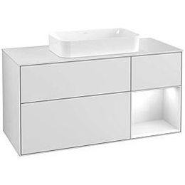 Villeroy & Boch Villeroy und Boch Finion Waschtischunterschrank F301GFMT 120cm, Abdeckplatte white matt, Regal rechts Glossy white lacquer, White matt lacquer