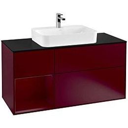 Villeroy & Boch Villeroy und Boch Finion Waschtischunterschrank F412HBHB 120cm, Abdeckplatte black matt, Regal links Peony, Peony Matt