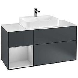 Villeroy & Boch Villeroy und Boch Finion Waschtischunterschrank F411GJHG 120cm, Abdeckplatte white matt, Regal links Light grey matt, Midnight Blue Matt Lacquer