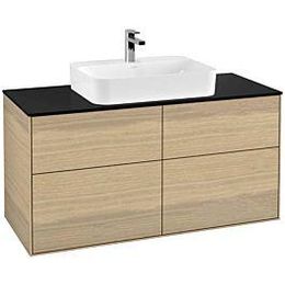 Villeroy & Boch Villeroy und Boch Finion Waschtischunterschrank F38200PC 120x60,3cm, Abdeckplatte black matt, Oak Veneer