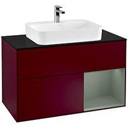 Villeroy & Boch Villeroy und Boch Finion Waschtischunterschrank G372GMHB 100cm, Abdeckplatte black matt, Emotion, Regal rechts Olive Matt Lacquer, Peony Matt