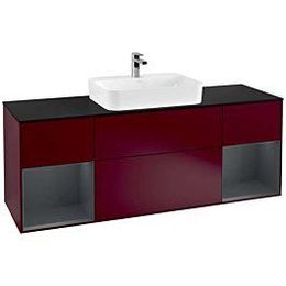 Villeroy & Boch Villeroy und Boch Finion Waschtischunterschrank G452HGHB 160cm, Abdeckplatte black matt, Emotion, Regale Midnight matt lacquer, Peony Matt