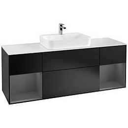 Villeroy & Boch Villeroy und Boch Finion Waschtischunterschrank F451GKPD 160x60,3cm, Abdeckplatte white matt, Regale Anthracite matt lacquer, Black matt lacquer