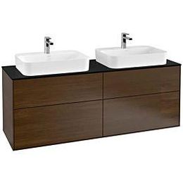 Villeroy & Boch Villeroy und Boch Finion Waschtischunterschrank G43200GN 160x60,3cm, Emotion, Abdeckplatte black matt, Walnut veneer