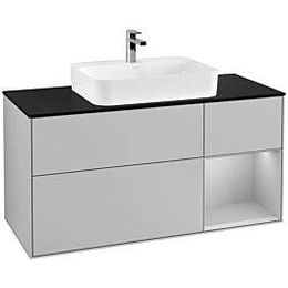 Villeroy & Boch Villeroy und Boch Finion Waschtischunterschrank G422GJGJ 120cm, Abdeckplatte black matt, Emotion, Regal rechts Light grey matt, Light grey matt