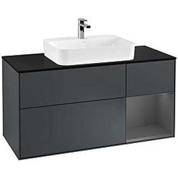 Villeroy & Boch Villeroy und Boch Finion Waschtischunterschrank G422GKHG 120cm, Abdeckplatte black matt, Emotion, Regal rechts Anthracite matt, Midnight Blue Matt Lacquer