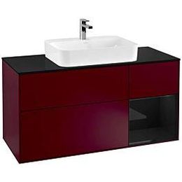 Villeroy & Boch Villeroy und Boch Finion Waschtischunterschrank G422PHHB 120cm, Abdeckplatte black matt, Emotion, Regal rechts Glossy Black, Peony Matt