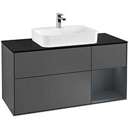 Villeroy & Boch Villeroy und Boch Finion Waschtischunterschrank G422HGGK 120cm, Abdeckplatte black matt, Emotion, Regal rechts Midnight Blue matt, Anthracite matt