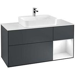 Villeroy & Boch Villeroy und Boch Finion Waschtischunterschrank G421GFHG 120cm, Abdeckplatte white matt, Emotion, Regal rechts Glossy white, Midnight Blue Matt Lacquer