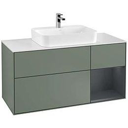 Villeroy & Boch Villeroy und Boch Finion Waschtischunterschrank G421HGGM 120cm, Abdeckplatte white matt, Emotion, Regal rechts Midnight Blue matt, Olive Matt Lacquer