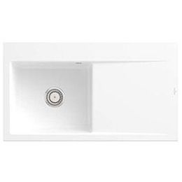 Villeroy & Boch Villeroy und Boch Subway Spüle 335201RW Becken links, Ablaufgarnitur mit Handbetätigung, Stone White