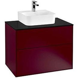 Villeroy & Boch Villeroy und Boch Finion Waschtischunterschrank F08200HB 80x60,3x50,1cm, Abdeckplatte black matt, Peony Matt