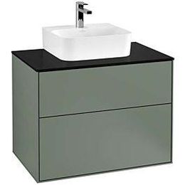 Villeroy & Boch Villeroy und Boch Finion Waschtischunterschrank F08200GM 80x60,3x50,1cm, Abdeckplatte black matt, Olive Matt Lacquer