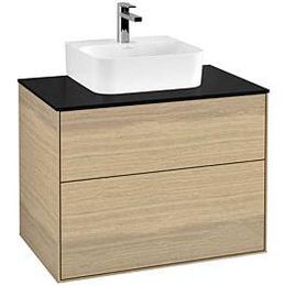 Villeroy & Boch Villeroy und Boch Finion Waschtischunterschrank F08200PC 80x60,3x50,1cm, Abdeckplatte black matt, Oak Veneer