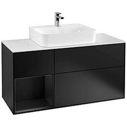 Villeroy & Boch Villeroy und Boch Finion Waschtischunterschrank F161PDPD 120cm, Abdeckplatte white matt, Regal links Black matt lacquer, Black matt lacquer