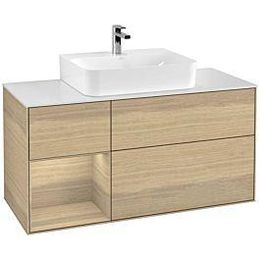 Villeroy & Boch Villeroy und Boch Finion Waschtischunterschrank F161PCPC 120cm, Abdeckplatte white matt, Regal links Oak Veneer, Oak Veneer