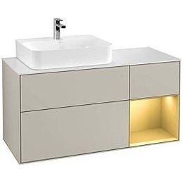 Villeroy & Boch Villeroy und Boch Finion Waschtischunterschrank G151HFHH 120cm, Abdeckplatte white matt, Emotion, Regal links Gold matt, Sand Matt Lacquer