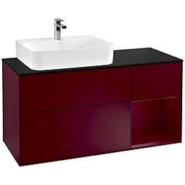 Villeroy & Boch Villeroy und Boch Finion Waschtischunterschrank G152HBHB 120cm, Abdeckplatte black matt, Emotion, Regal links Peony, Peony Matt