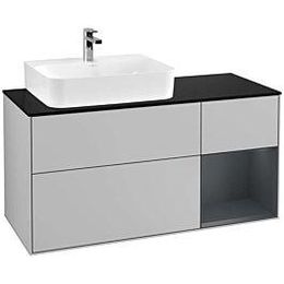 Villeroy & Boch Villeroy und Boch Finion Waschtischunterschrank G152HGGJ 120cm, Abdeckplatte black matt, Emotion, Regal links Midnight Blue Matt Lacquer, Light grey matt