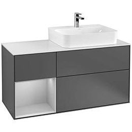 Villeroy & Boch Villeroy und Boch Finion Waschtischunterschrank G141GJGK 120cm, Abdeckplatte white matt, Emotion, Regal links Light grey matt, Anthracite matt