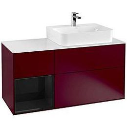 Villeroy & Boch Villeroy und Boch Finion Waschtischunterschrank G141PHHB 120cm, Abdeckplatte white matt, Emotion, Regal links Glossy Black Lacquer, Peony Matt