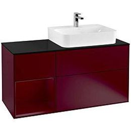 Villeroy & Boch Villeroy und Boch Finion Waschtischunterschrank G142HBHB 120cm, Abdeckplatte black matt, Emotion, Regal links Peony, Peony Matt