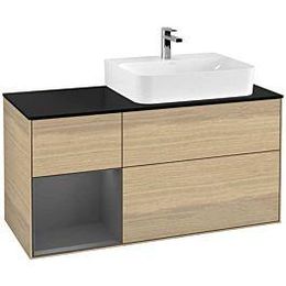 Villeroy & Boch Villeroy und Boch Finion Waschtischunterschrank G142GKPC 120cm, Abdeckplatte black matt, Emotion, Regal links Anthracite matt, Oak Veneer