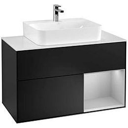 Villeroy & Boch Villeroy und Boch Finion Waschtischunterschrank G121GJPD 100cm, Abdeckplatte white matt, Emotion, Regal rechts Light grey matt, Black matt lacquer