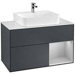 Villeroy & Boch Villeroy und Boch Finion Waschtischunterschrank G121GJHG 100cm, Abdeckplatte white matt, Emotion, Regal rechts Light grey matt, Midnight Blue Matt Lacquer