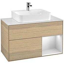 Villeroy & Boch Villeroy und Boch Finion Waschtischunterschrank G121MTPC 100cm, Abdeckplatte white matt, Emotion, Regal rechts White matt lacquer, Oak Veneer