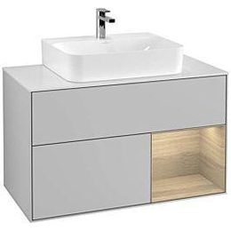 Villeroy & Boch Villeroy und Boch Finion Waschtischunterschrank G121PCGJ 100cm, Abdeckplatte white matt, Emotion, Regal rechts Oak Veneer, Light grey matt