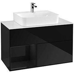 Villeroy & Boch Villeroy und Boch Finion Waschtischunterschrank G111PHPH 100cm, Abdeckplatte white matt, Emotion, Regal links Glossy Black Lacquer, Glossy Black Lacquer