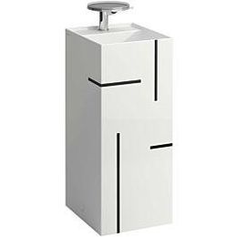 Laufen Kartell Waschtisch H811331D028151 37,5x43,5x90cm, Dekor, Linien schwarz, ohne Überlauf, 2 Hahnlöcher