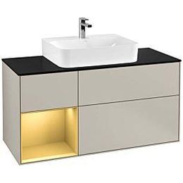 Villeroy & Boch Villeroy und Boch Finion Waschtischunterschrank G162HFHH 120cm, Abdeckplatte black matt, Emotion, Regal links Gold matt, Sand Matt Lacquer