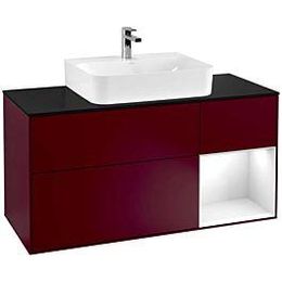 Villeroy & Boch Villeroy und Boch Finion Waschtischunterschrank F172GFHB 120cm, Abdeckplatte black matt, Regal rechts Glossy white lacquer, Peony Matt