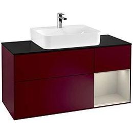 Villeroy & Boch Villeroy und Boch Finion Waschtischunterschrank F172HHHB 120cm, Abdeckplatte black matt, Regal rechts Sand Matt, Peony Matt