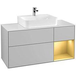 Villeroy & Boch Villeroy und Boch Finion Waschtischunterschrank G171HFGJ 120cm, Abdeckplatte white matt, Emotion, Regal rechts Gold matt, Light grey matt