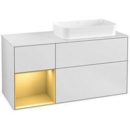 Villeroy & Boch Villeroy und Boch Finion Waschtischunterschrank F271HFMT 120cm, Abdeckplatte white matt, Regal links Gold matt, White matt lacquer