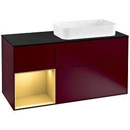 Villeroy & Boch Villeroy und Boch Finion Waschtischunterschrank F272HFHB 120cm, Abdeckplatte black matt, Regal links Gold matt, Peony Matt