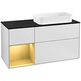 Villeroy & Boch Villeroy und Boch Finion Waschtischunterschrank F272HFMT 120cm, Abdeckplatte black matt, Regal links Gold matt, White matt lacquer