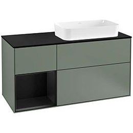 Villeroy & Boch Villeroy und Boch Finion Waschtischunterschrank F272PDGM 120cm, Abdeckplatte black matt, Regal links Black matt lacquer, Olive Matt Lacquer