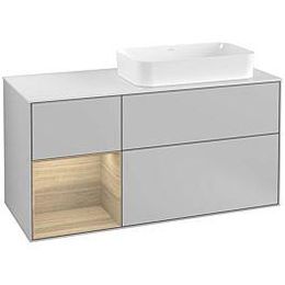 Villeroy & Boch Villeroy und Boch Finion Waschtischunterschrank G271PCGJ 120cm, Abdeckplatte white matt, Emotion, Regal links Oak Veneer, Light grey matt