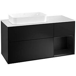 Villeroy & Boch Villeroy und Boch Finion Waschtischunterschrank G281PDPD 120cm, Abdeckplatte white matt, Emotion, Regal rechts Black matt lacquer, Black matt lacquer