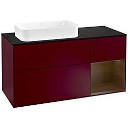 Villeroy & Boch Villeroy und Boch Finion Waschtischunterschrank G282GNHB 120cm, Abdeckplatte black matt, Emotion, Regal rechts Walnut veneer, Peony Matt