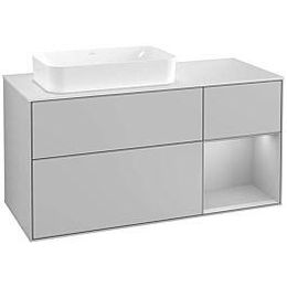 Villeroy & Boch Villeroy und Boch Finion Waschtischunterschrank F281GJGJ 120cm, Abdeckplatte white matt, Regal rechts Light grey matt, Light grey matt