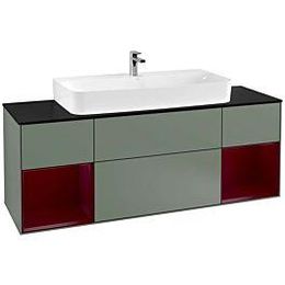 Villeroy & Boch Villeroy und Boch Finion Waschtischunterschrank G212HBGM 160cm, Abdeckplatte black matt, Emotion, Regale Peony matt lacquer, Olive Matt Lacquer