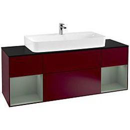 Villeroy & Boch Villeroy und Boch Finion Waschtischunterschrank F212GMHB 160cm, Abdeckplatte black matt, Regale Olive matt lacquer, Peony Matt