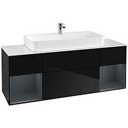 Villeroy & Boch Villeroy und Boch Finion Waschtischunterschrank G211HGPH 160cm, Abdeckplatte white matt, Emotion, Regale Midnight matt lacquer, Glossy Black Lacquer